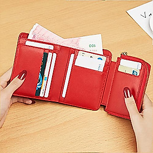 LAORENTOU Vegan Leather Small Wallet for Women PVC Brown Checkered Purse Wallets for Women Mini Trifold Zipper Pocket Wallets Cute (01 Brown)