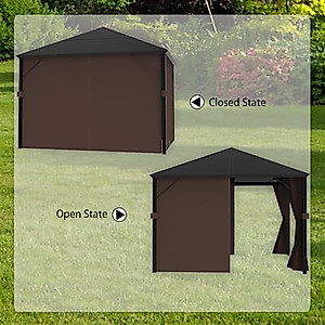 Sunshine Outdoor Replacement Gazebo Curtains 4 Panels with Zipper for Garden Patio Yard (10'x10', Brown)(Curtains Only)