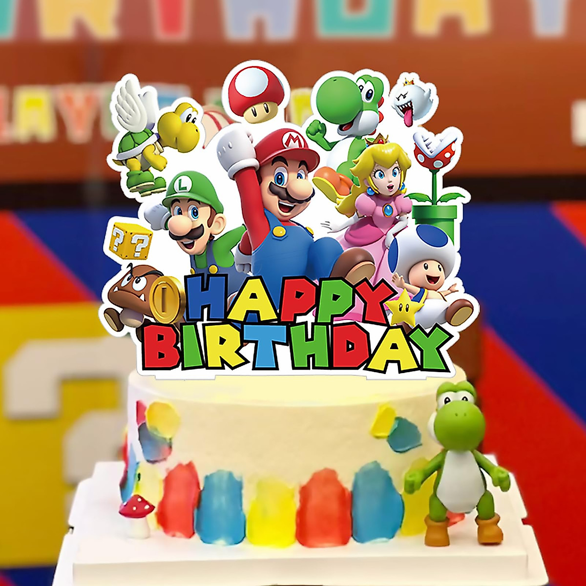 Mario Cake Topper Decorations Mario Happy Birthday Party Supplies for Kids Party Favors