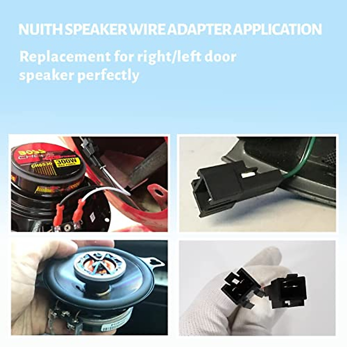 NuIth 72-6512 Car Speaker Wire Harness Adapter Connector Compatible with 1997-2003 Jeep TJ Cherokee Wrangler, 1998-2007 Dodge Ram Dakota, 1991-2004 Chrysler 300 Concorde Door Speaker Harness 4PCS