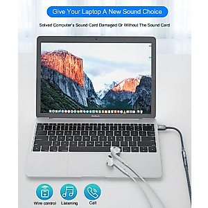 AkoaDa USB to Audio Jack Adapter(18cm), External Sound Card Jack Audio Adapter with 3.5mm Aux Stereo Converter Compatible with Headset,PC, Laptop, Linux, Desktops, PS4 and More Device (Grey)