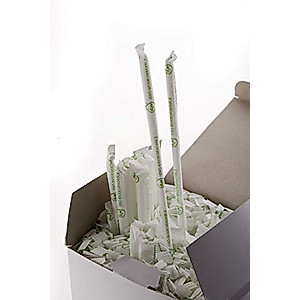 [300 Pack] Clear Biodegradable Plant Based Wrapped Straws - BPA Free - Eco Friendly Straws - biodegradable - 100% Compostable - Drinking Straws Great for Parties, Office, Restaurants (1 Box)