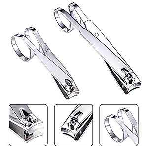 Mudder 4 Pack EZ Grip Nail Clipper Set EZ Grip Nail Clipper Edge Fingernail and Toenail Clipper Cutters Set Sharp Stainless Steel Blade Toenail Clippers Long Handle for Men Women