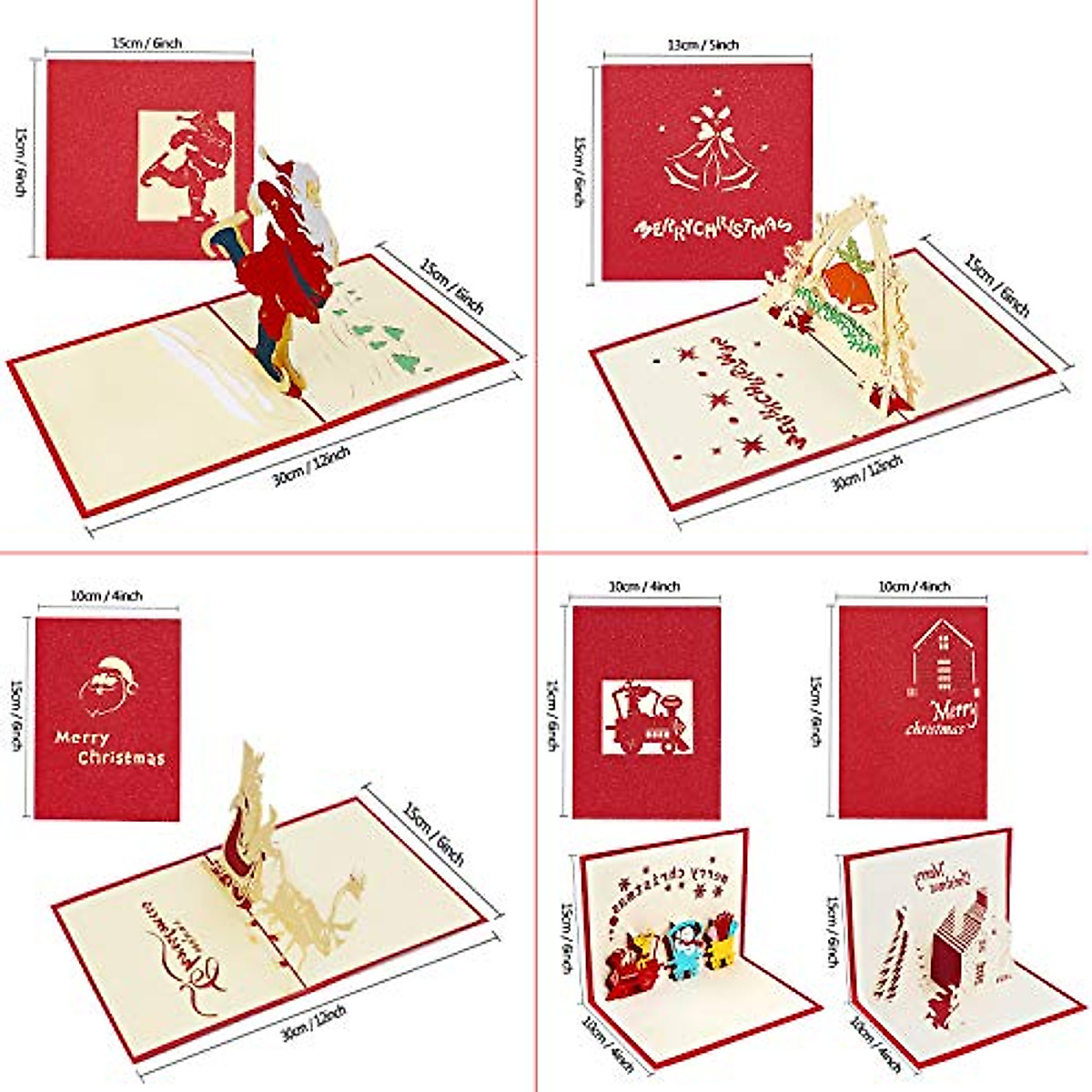 HBlife 9 Pack 3D Christmas Cards Pop Up Holiday Postcards Greeting Handmade Holiday Xmas Cards & Envelopes for New Year