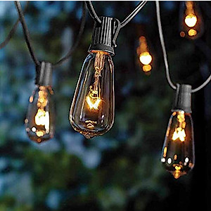 GOOTHY 20Ft Outdoor String Lights with 22 Edison Bulbs(2 Spare), 7W E17 Intremediate Base ST40 Vintage Outdoor Patio Lights Waterproof UL Listed for Bistro Garden Backyard Party Wedding Decor-Black
