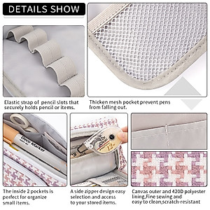 EASTHILL Big Capacity Pencil Case Canvas High Large Storage Pouch Marker Pen Case Simple Stationery Bag School College Office Organizer for Teens Girls Adults Student-Plaid Pink