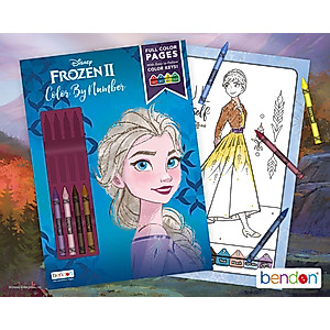 Disney Frozen 2 Elsa 32-Page Color by Number Activity Book with 8 Crayons 45824 Bendon