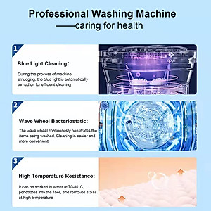 Arlyeef Portable Washing Machine, 9L Foldable Washer Machine with High-Speed Drain and Extension Hose for Apartment, Traveling, Laundry, Camping, Underwear, Baby Clothes - Pink