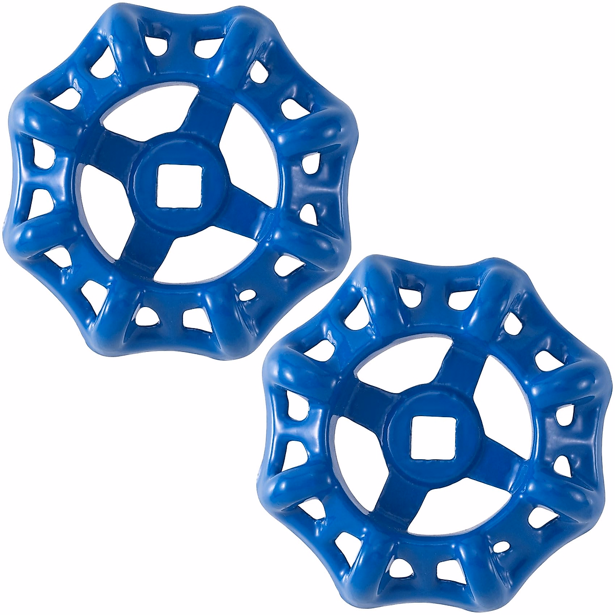 Pndeyo 2pcs Outdoor Faucet Handle Hose Bib Handle, 7x7mm Square Stem Hole Water Spigot Handle, Round Wheel Outside Water Valve Faucet Handle Replacement Parts- Blue