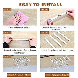 Wine Glass Holder,[No Driling] Adhesive Under Cabinet Wine Glasses Storage and Organization, Wine Glass Rack Suitable for Bar Kitchen Cabinet,Space Saving Stemware Racks Organizer