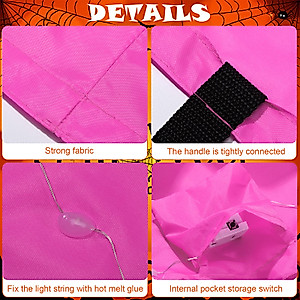 2 Pieces LED Light Halloween Candy Bags Light Up Halloween Bucket Trick or Treat Bags Light Up Candy Bags Multipurpose Reusable Goody Bucket for Halloween Supplies Favors(Pink)