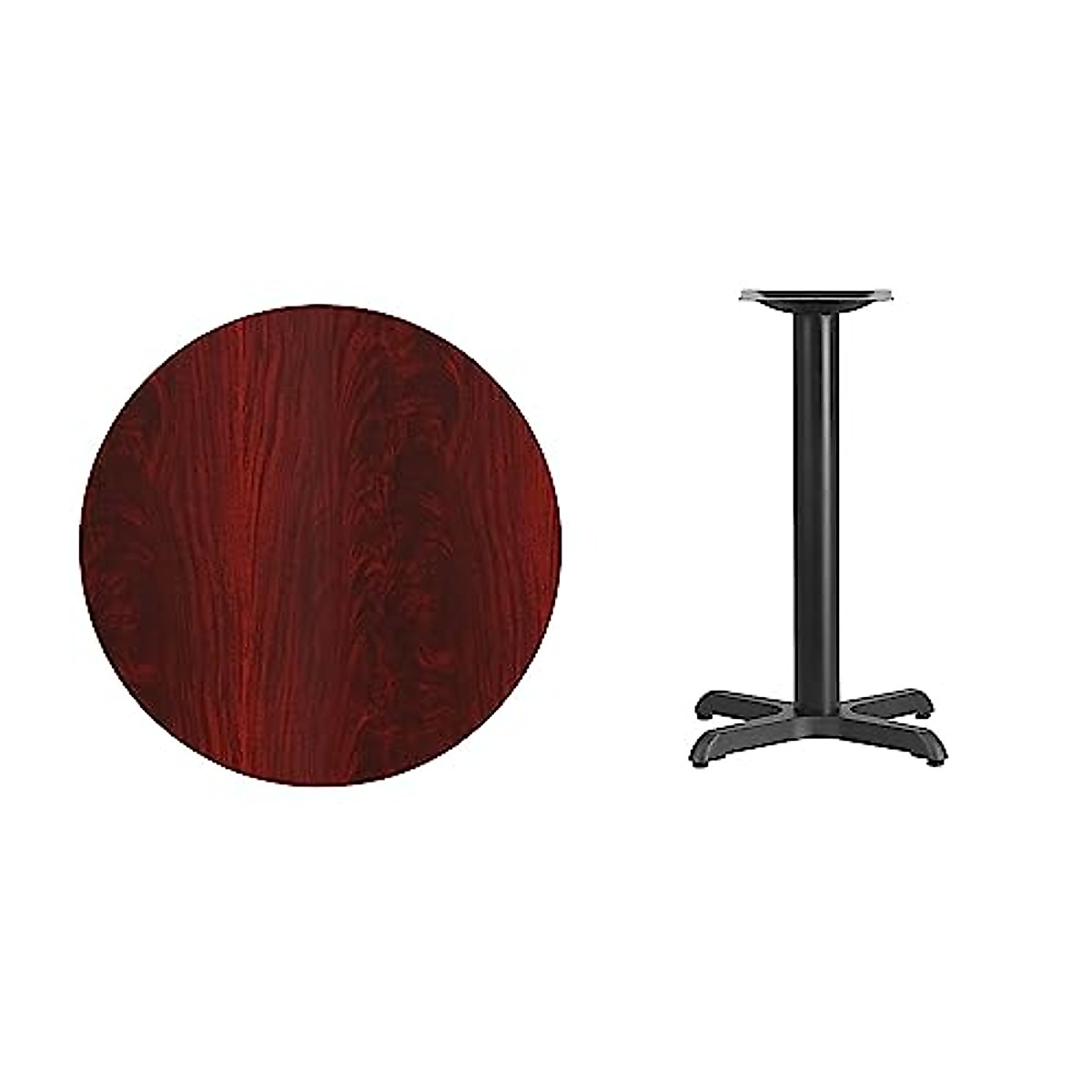 Flash Furniture Graniss 30'' Round Mahogany Laminate Table Top with 22'' x 22'' Table Height Base