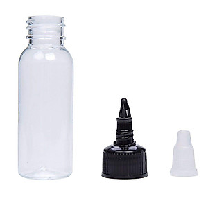 DOWEI 1oz Empty Ink Bottles,12pcs 1oz Twist Cap Plastic Clear Transparent Pigment Container Accessories Twist Top Bottle 1oz,30ml Squeeze Bottles (30ML 12PCS)