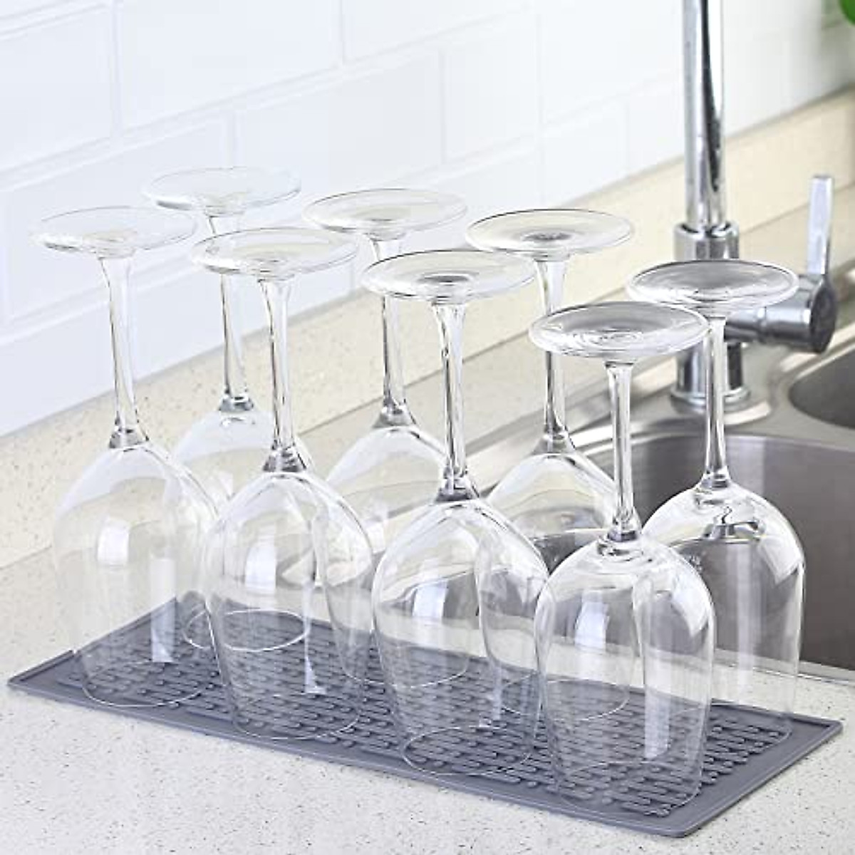 RECER Silicone Dish Drying Mat, Heat-resistant Drying Mat for Kitchen Counter, Easy to Drain and Clean, ,Eco-friendly, Non-Slip, Counter, Sink, or Bar