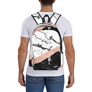 Vbcdgfg Black White Marble Print Backpack For Adult, Lightweight Laptop Backpacks