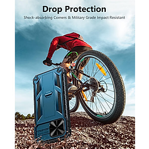 FNTCASE for iPhone 15 Protective Phone-Case: Military Grade Dropproof Cell Phone Cover with Kickstand & Slide | Heavy Duty Rugged Phonecase Bumper Textured | Heavy Duty Protector(Blue)