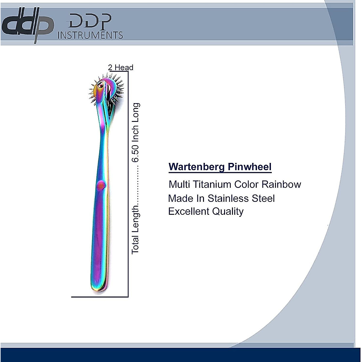 DDP Wartenberg Pin Wheel Pinwheel Double Head Diagnostic Multi Color Rainbow