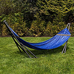 Best Home Fashion Hammock with Collapsible Steel Stand & Carrying Case, Portable & Adjustable, Perfect for Camping Beach Summer Patio, EZ Daze Foldable Hammock with Stand - Navy