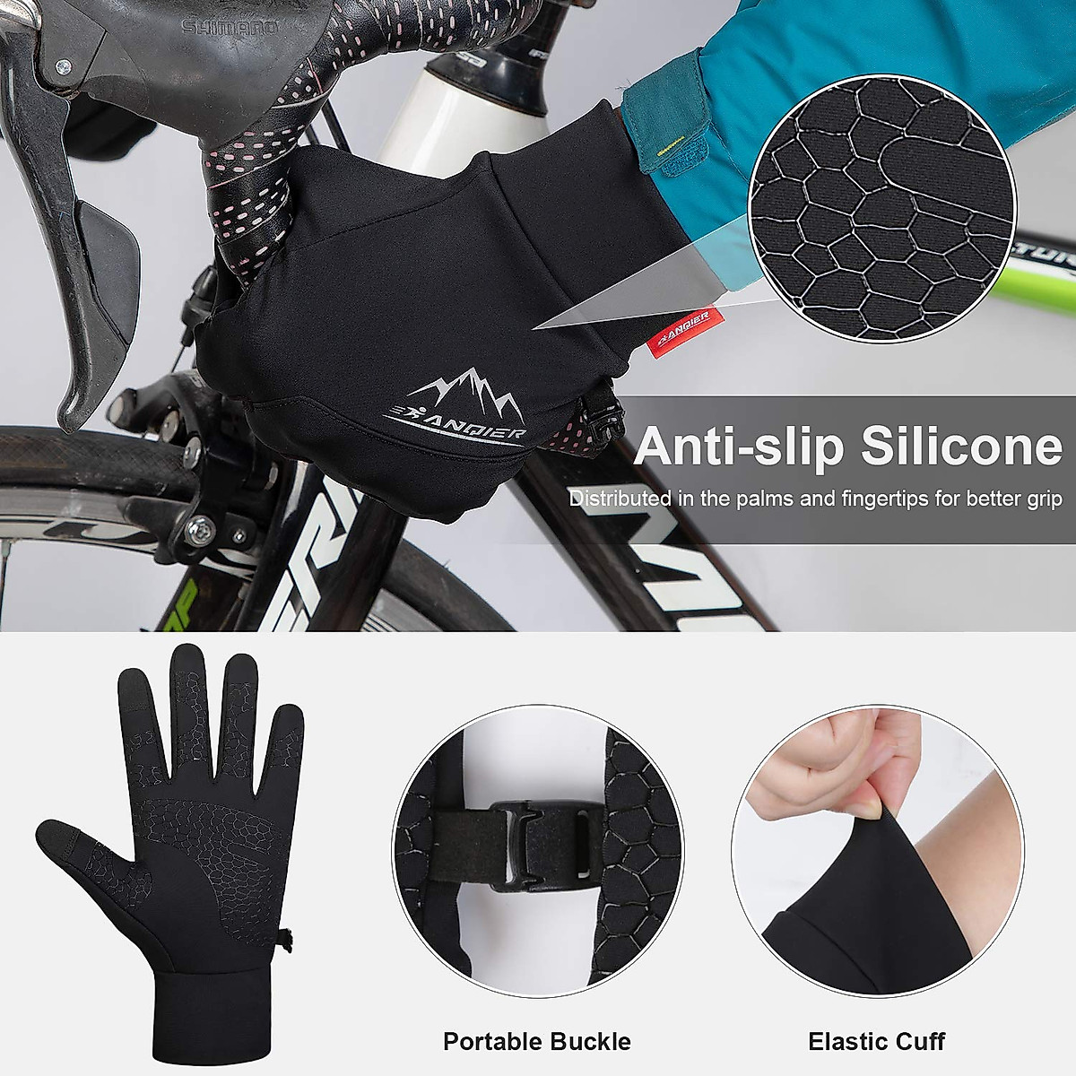 anqier Winter Gloves, Windproof Warm Touchscreen Gloves Men Women for Cycling Running Outdoor Activities