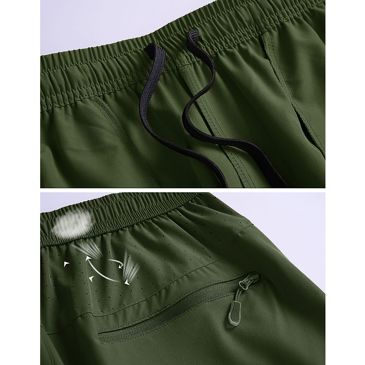 Men's Hiking Cargo Work Shorts Quick Dry Lightweight Fishing Athletic Running Workout Gym Shorts with 4 Pockets Army Green M