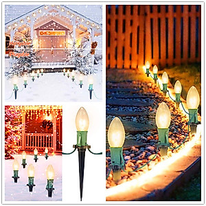 SUNSGNE 25 Pack C9 Clear Replacement Bulbs, C9 Christmas Light Bulbs Clear Incandescent Bulbs for Christmas Vintage String Light, E17 Intermediate Base, 7 Watt, Clear