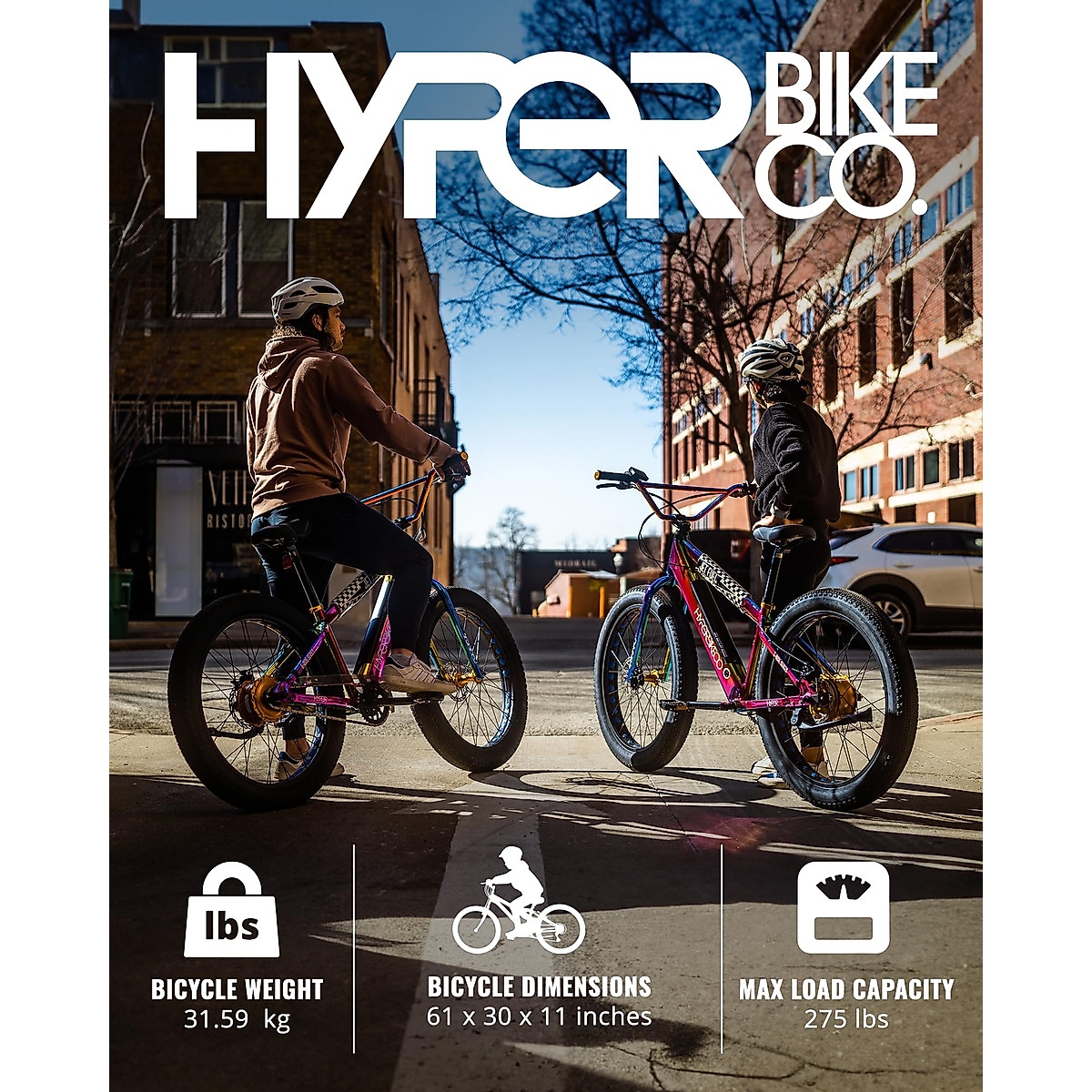 Hyper E-Ride BMX Fat Tire Electric Bike. 250w, 36v Battery, 26 X Inch Fat Tire Ebike with Pedal Assist, Single Speed, Front and Rear Disc Brakes, BMX Frame. Electric Bicycle for Adults. (Jet Fuel)