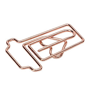 Paperclips, Cute Paper Clips Lightweight Portable Electroplated Rose Gold Metal Material 100PCS for Homes for Office (Coffee Cup)