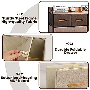 CONNOO Extra Wide Dresser Storage Tower, 5 Drawers Organizer Unit for Bedroom, Wood Top and Easy Pull Handle for Closets, Hallway, Entryway, Closets, Nurseries
