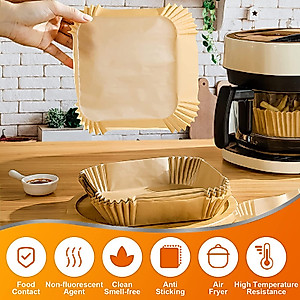 Air Fryer Disposable Paper Liners Square, 9 Inch 120Pcs Air Fryer Parchment Paper Liner, Non-Stick Unbleached Air Fryer Paper Pads Oil Resistant, Food Grade Baking Paper for Roasting Microwave