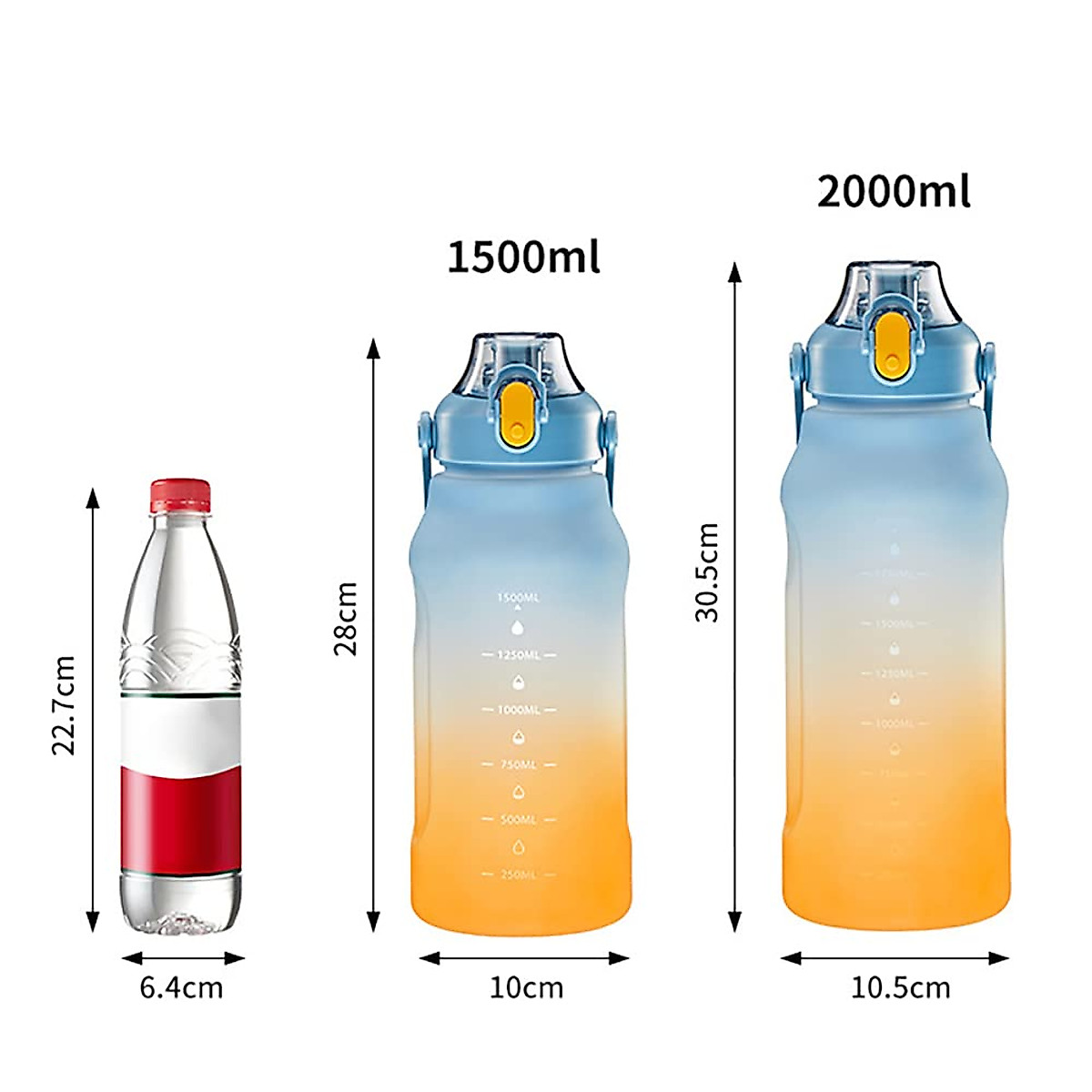 Water Bottles with Motivational Time Marker & Straw, 64oz Leakproof Water Jug Drink Bottles Gradient Color Water Containers Travel Sports Water Bottle for Gym Office and School