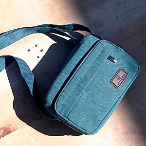 GEARONIC TM Men Vintage Crossbody Canvas Messenger Shoulder Bag Hiking Military Travel Satchel - Green