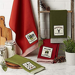 DII Mountain Trail Plaid Lodge Kitchen Accessories, Dishtowels, 18x28, Assorted Nature/Cabin, 4 Piece
