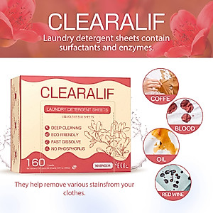 Laundry Detergent Sheets Up to 160 Loads, Magnolia - Great For Travel,Apartments, Dorms,CLEARALIF Laundry Detergent Strips Eco Friendly & Hypoallergenic - 80 Sheets