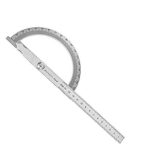XMHF 0-180 Degree Stainless Steel Protractor Angle Finder with 0-150mm Arm Measuring Ruler Tool