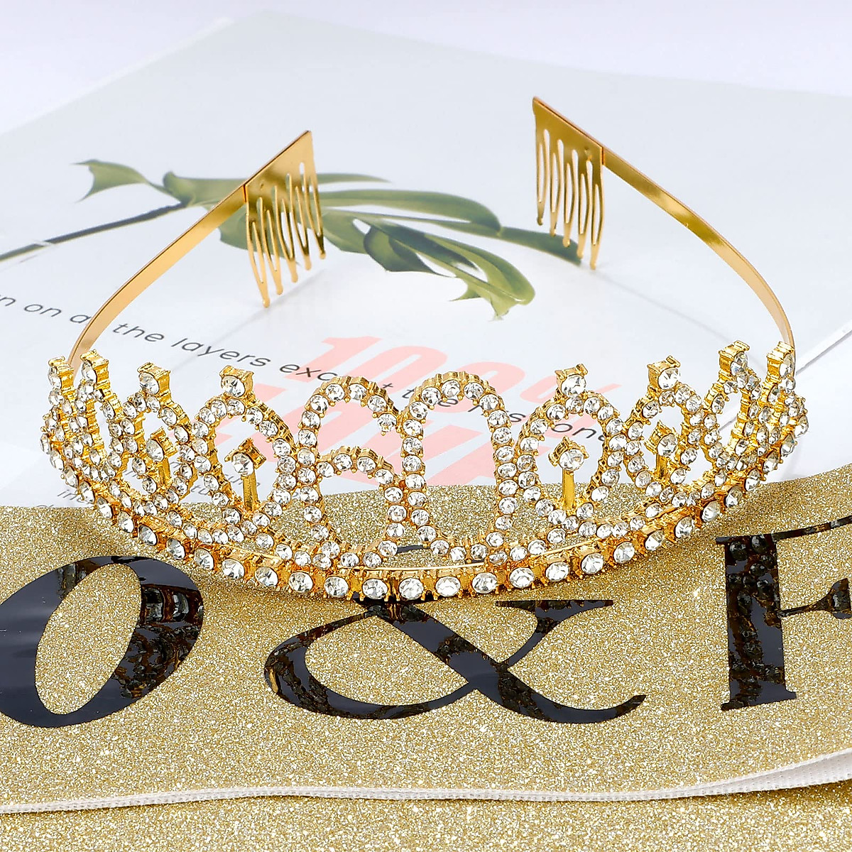 60th Birthday Sash and Tiara, Gold Tiara, 60th Birthday Gifts for Women, 60th Birthday Decorations for Women, Happy 60th Birthday Decorations