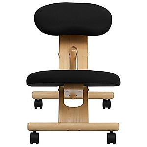 My Friendly Office MFO Mobile Wooden Ergonomic Kneeling Chair in Black Fabric