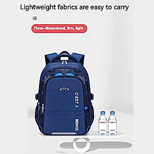 HANXIUCAO Backpack for Boys Wear-Resistant Hidden Pocket on Back Large Capacity Book bags Primary Middle School (Black)