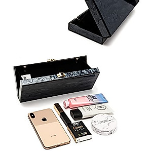 DQinLit Pearl Acrylic Clutch Purse - Elegant Evening Handbag Shoulder Bag for Wedding Dinner Party Prom Black