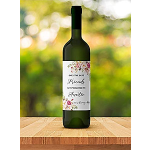 FRIENDS Pregnancy Announcement Wine Labels ● SET of 4 ● Only the Best FRIENDS Get Promoted to AUNTIE Labels, Aunties, Pregnancy Reveal Wine Bottle Label WATERPROOF (Blush Rose)