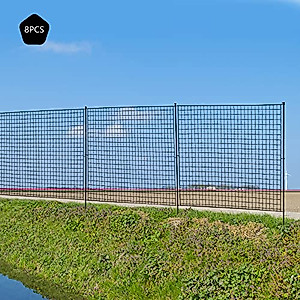 Garden Fence Pannels and Gate Bundle, Heavy Duty Tall Outdoor Landscape Patio Yard Fencing Border Animal Barrier Decorative Metal Fence,36in (L) x 44in (H), Underground(8 Panels 9 Stakes in a Set)