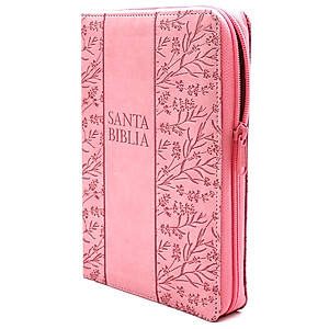 Santa Biblia Reina Valera 1960 Letra Grande tamano manual con Cierre Indice color Rosado Floral/ Spanish Holy Bible RVR 1960. Handy Size, Large Print, Zipper, Pink
