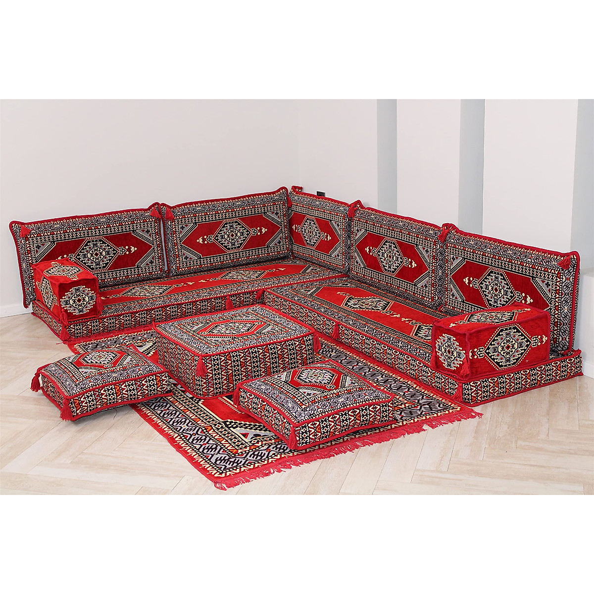 Arabic Corner Sofa Set, Arabic Floor Seating, Arabic Floor Sofa, Arabic Majlis, Arabic Couches, Floor Seating Sofa MA 99 (With premium foam)