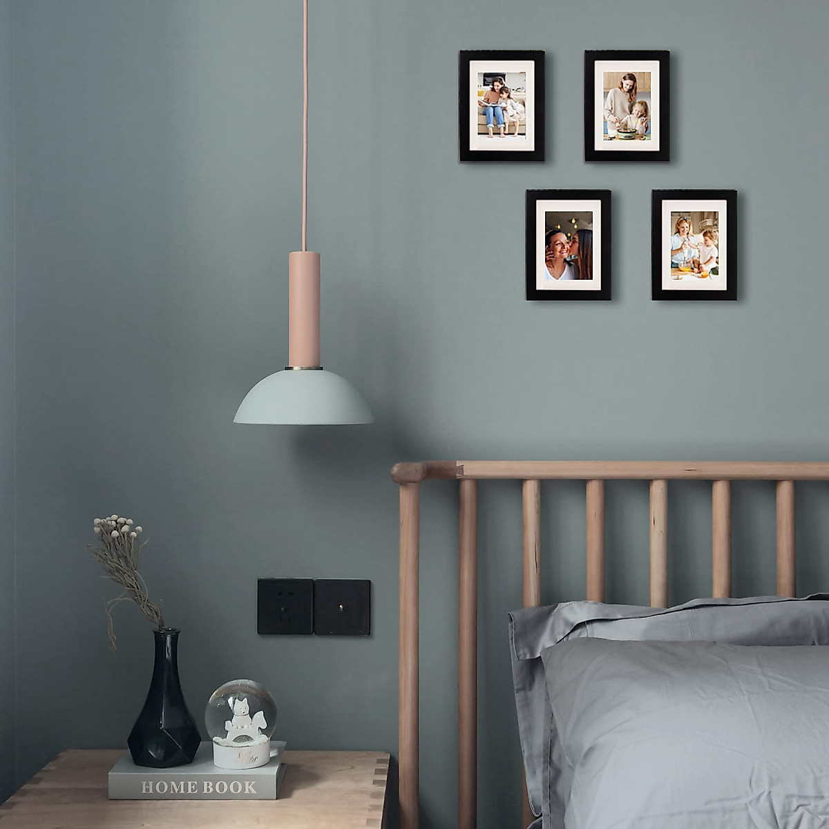 Egofine 5x7 Picture Frames Set of 4, Made of Solid Wood Covered by Plexiglass 3.5x5 and 4x6 with Mat or 5x7 without Mat, for Table Top Display and Wall Mounting Photo Frame White