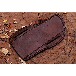 LH LIMASSOL Leather Knife Sheath, Slanted Pancake Sheath, Tooled Leather Sheath, Belt Sheath,Trapper Knife Sheath, Cow Boy Bull Cutter Knife Leather Sheath 100% Real Leather and Exotic Cow Hide Sheath