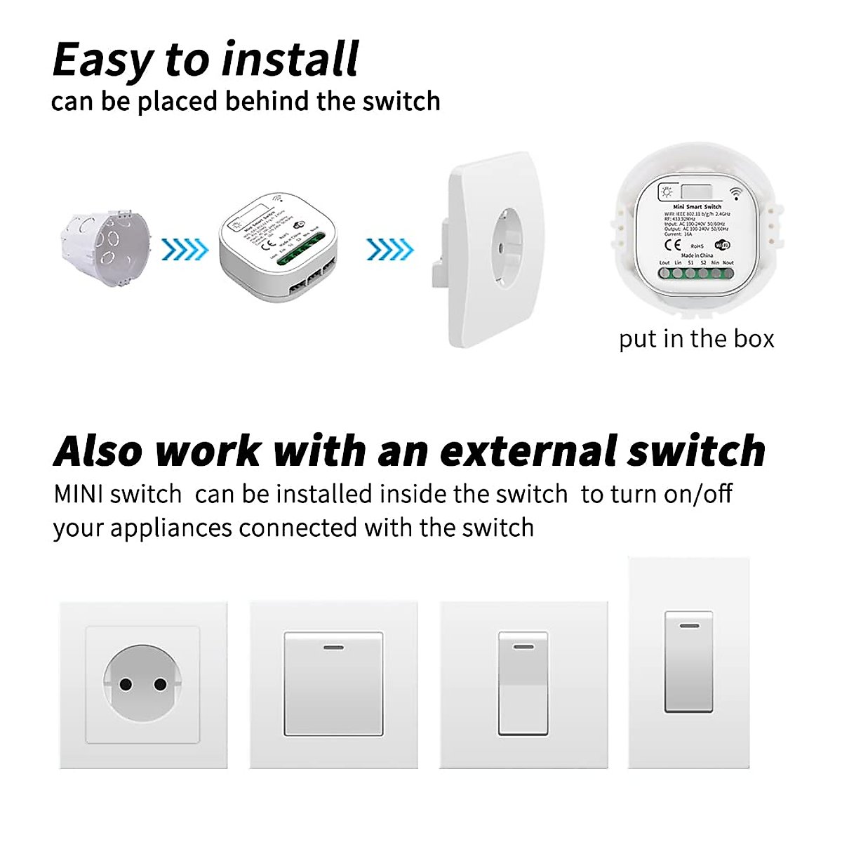 DoHome Homekit WiFi Relay Switch, Smart Relay Wireless Remote Control Light Switch Voice Control Outlet Timer Work with Siri, Alexa and Google Assistant DIY Your Home 2 Pack (Square)