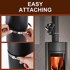VODA 3-in-1 Stove Fan with Magnet, Heat Powered Fan with Adjustable Band- 4 Blades Woodburner Fan for Wood Stove/Fireplace/Stove Pipe, Wood Burning Stove Top Fire Fan
