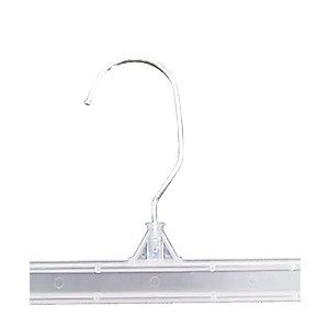 NAHANCO 6012 Plastic Skirt/Pant Hanger with Pinch Grips, Metal Swivel Hook, 12", Clear (Pack of 200)