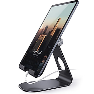 Lamicall Tablet Stand Adjustable, Tablet Holder : Desktop Tablet Accessories Holder Dock Compatible with 4-13" Tablet Such as iPad Pro 11, 9.7, 10.5, Air Mini 2 3 4, Kindle, Nexus, E-Reader, Black