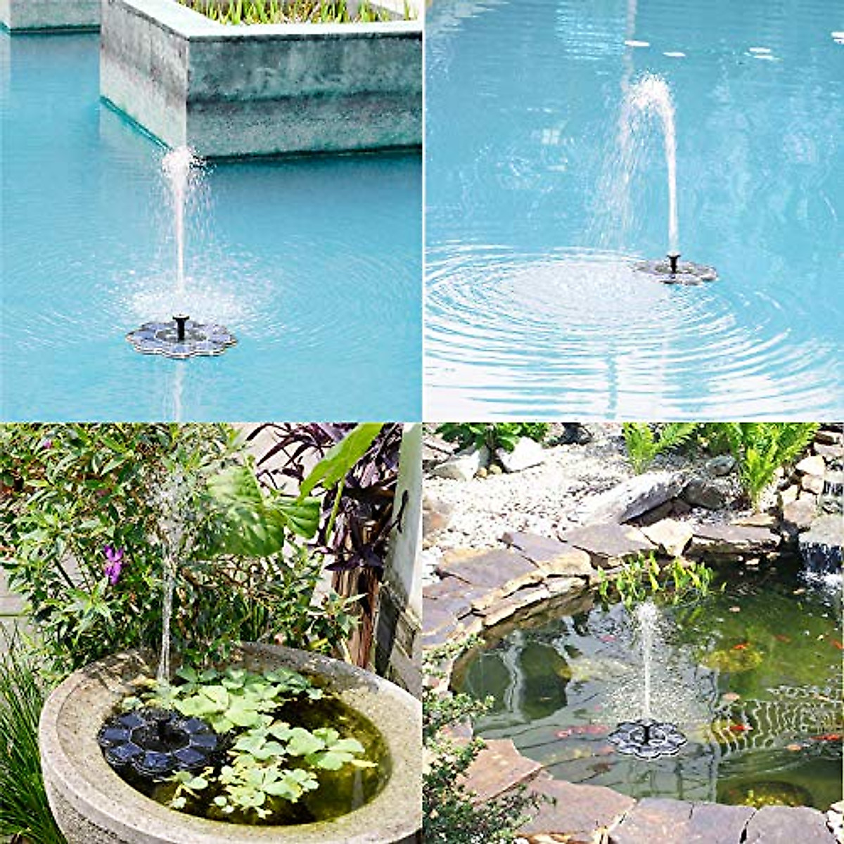 Qualife Solar Water Fountains Outdoor, Solar Powered Fountain Pump for Bird Bath,1.6W Solar Pond Fountain Pump for Garden Decor,Birdbath Pond Pool .