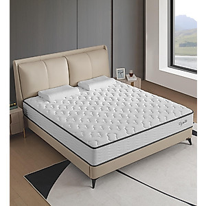 Cejato King Size Mattress,12 Inch Hybrid Mattress in a Box with Gel Memory Foam,Individually Wrapped Pocket Coils Innerspring,Pressure-Relieving and Supportive.